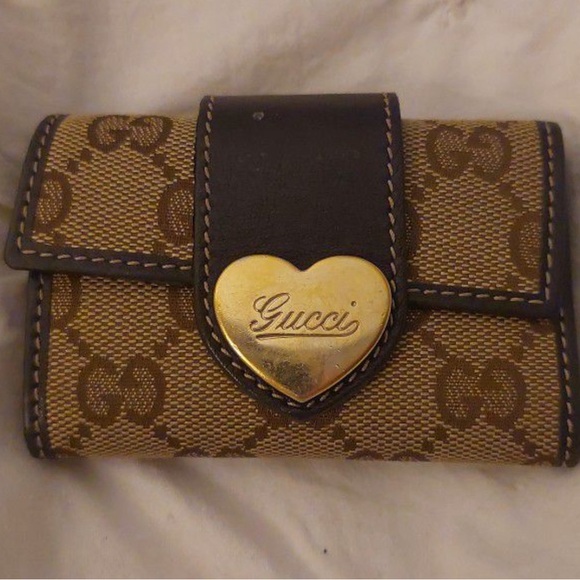 Gucci | Accessories | Authentic Gucci Brown Leather Signature Canvas ...